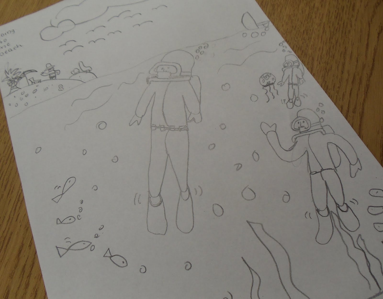 Hands, Head 'n Heart in the Artroom: Directed Drawing: Scuba Diver