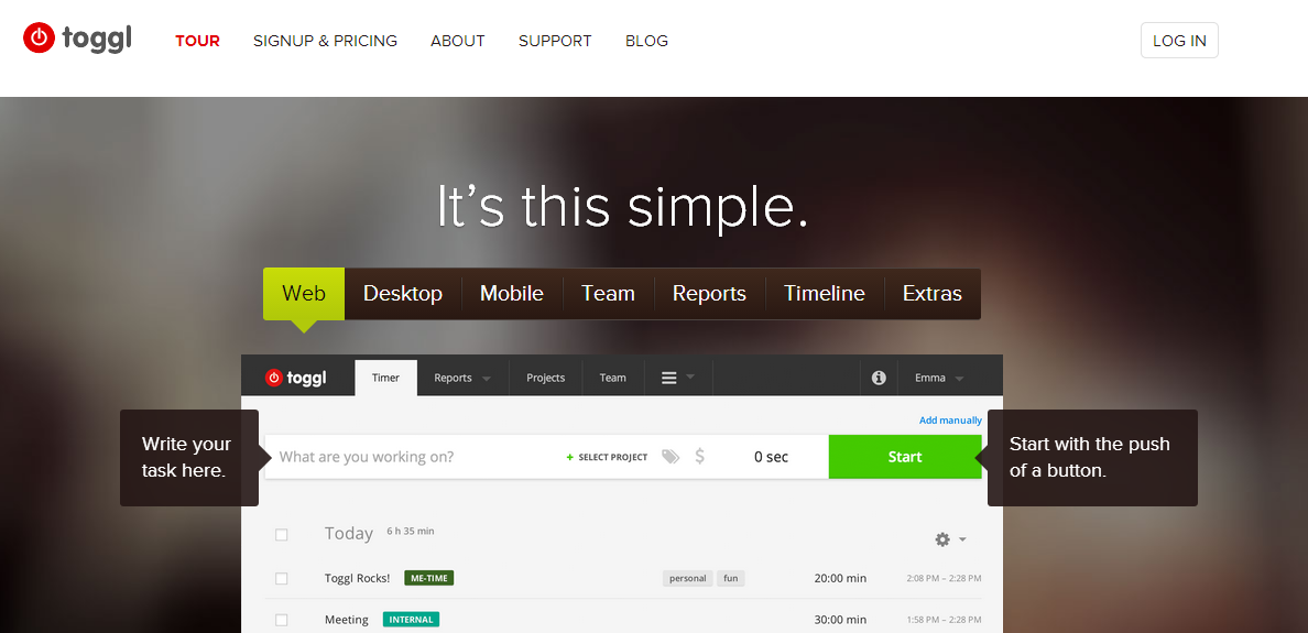 Twenty One Blue Jaguars: Toggl Productivity Tool // Time Tracking Software