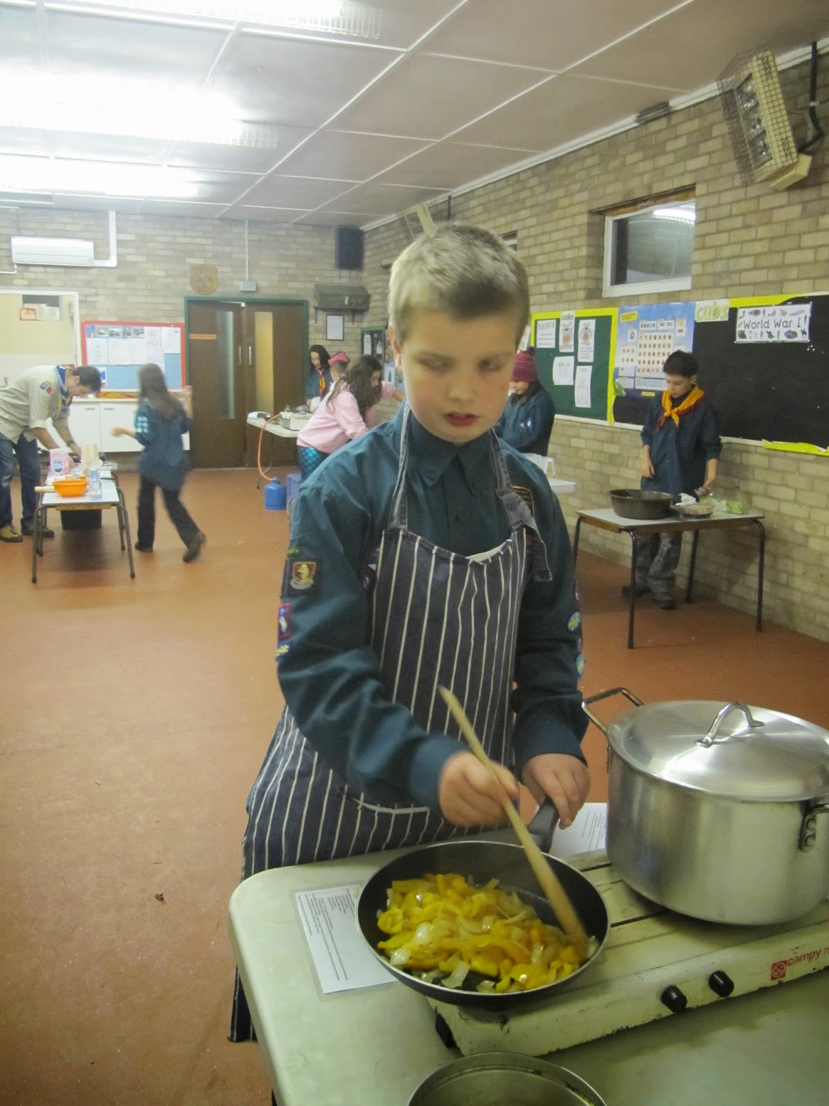 1st Meriden Scouts: Cooking - part of the chef badge.