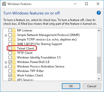 Knowledge Area: How to Enable Telnet Client on Windows
