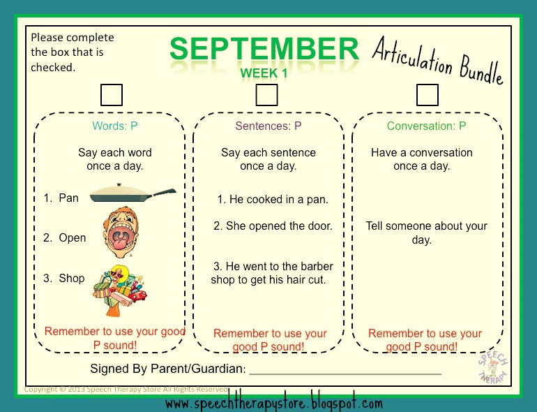 Speech Therapy: 10 Month Homework Bundles