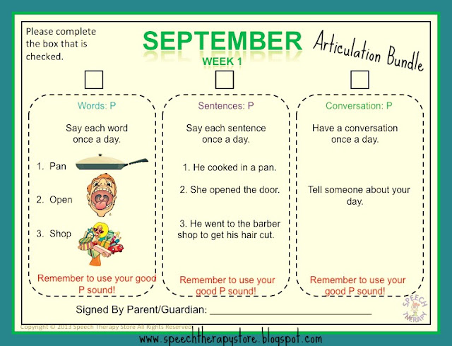 Speech Therapy: 10 Month Homework Bundles