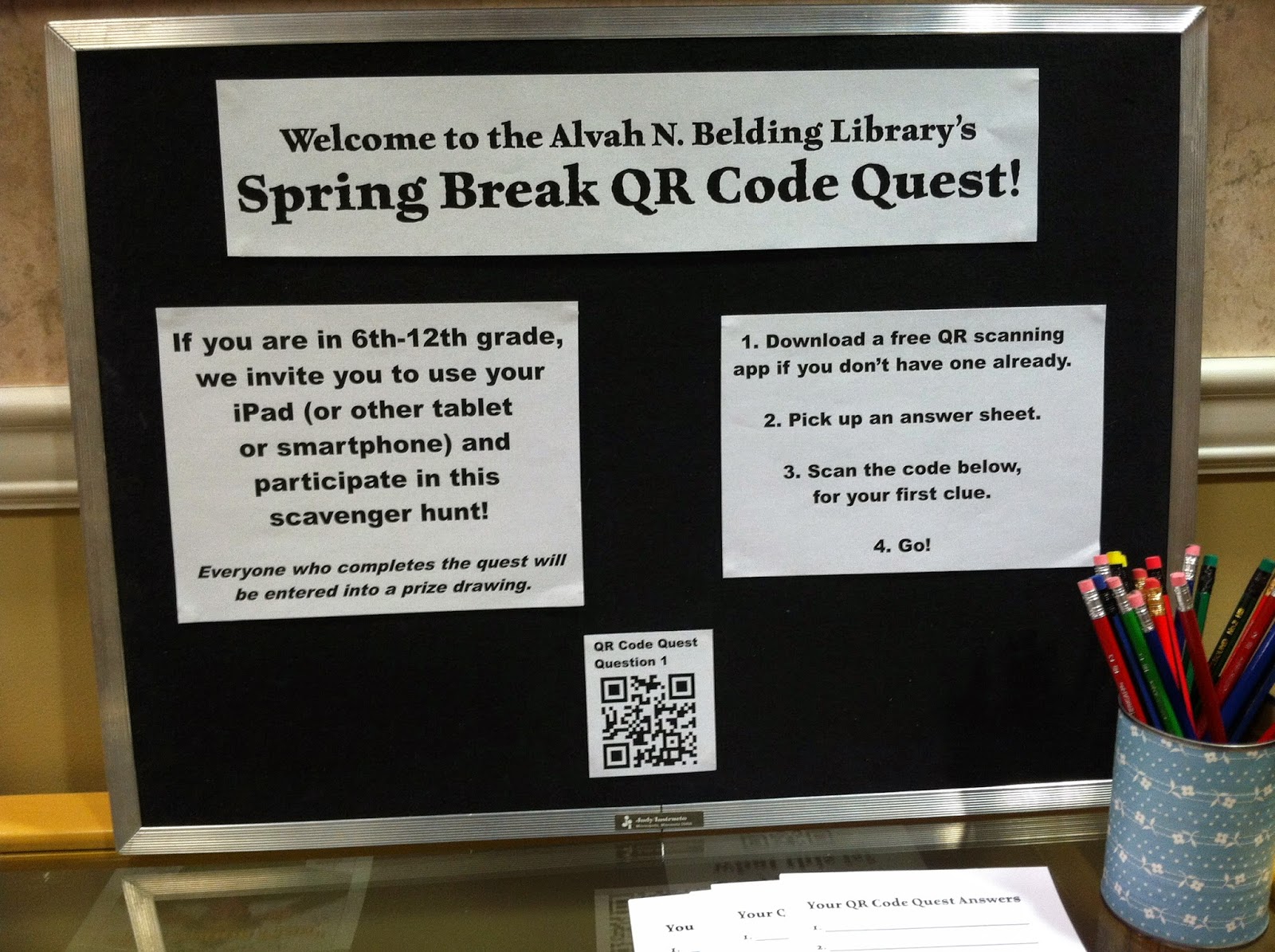 The Lion is a Bookworm: QR Code Quest: A library scavenger hunt