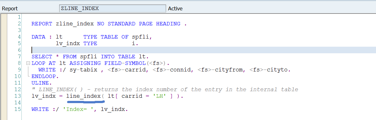 TECHSAP : LINE_INDEX( ) - Returns the index number of an entry ...