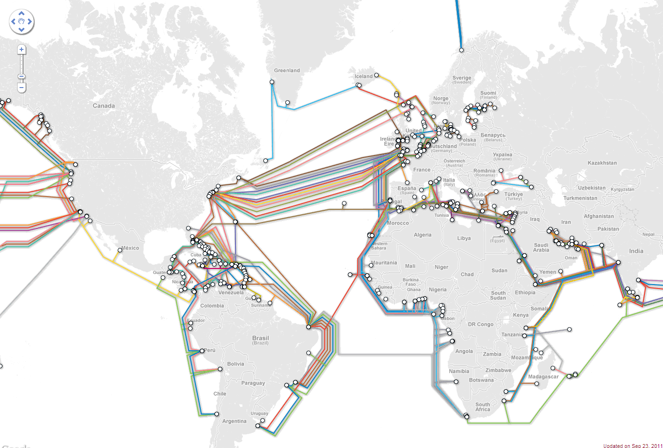 Googlab: [Docs] Mappa dei cavi sottomarini con Fusion Tables
