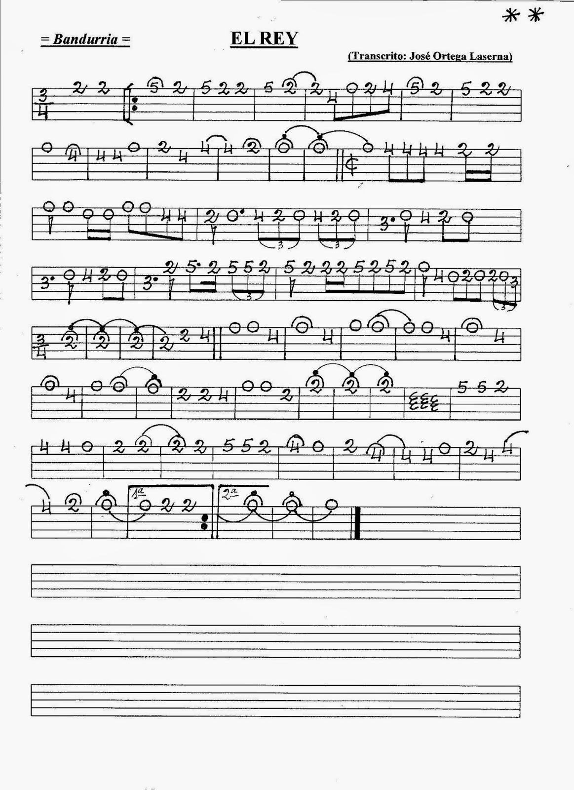PARTITURAS EN CIFRA PARA BANDURRIA Y LAÚD DE JOSÉ ORTEGA LASERNA: EL ...
