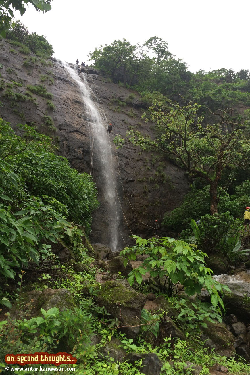 Rappelling down the 150 ft Dudhiware Waterfall in Lonavala