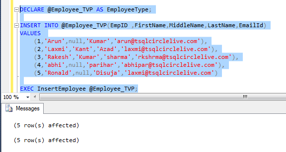 Table Valued Parameters Tvp Sqlservercentral