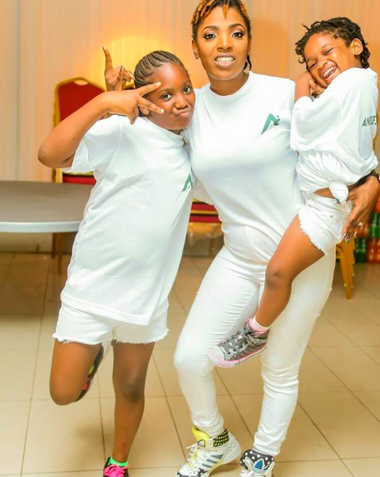 PROUD MOM: ACTRESS AND CELEB WIFE "ANNIE IDIBIA" POSES WITH DAUGHTERS