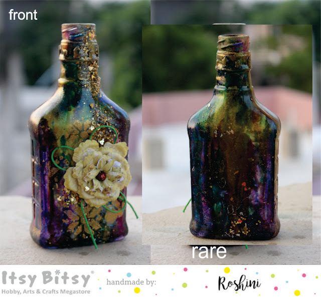 DIY Altered bottle using Alcohol sprays - Roshini Crafts