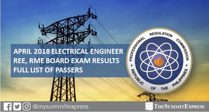 FULL RESULTS: April 2018 Electrical Engineer REE, RME board exam ...