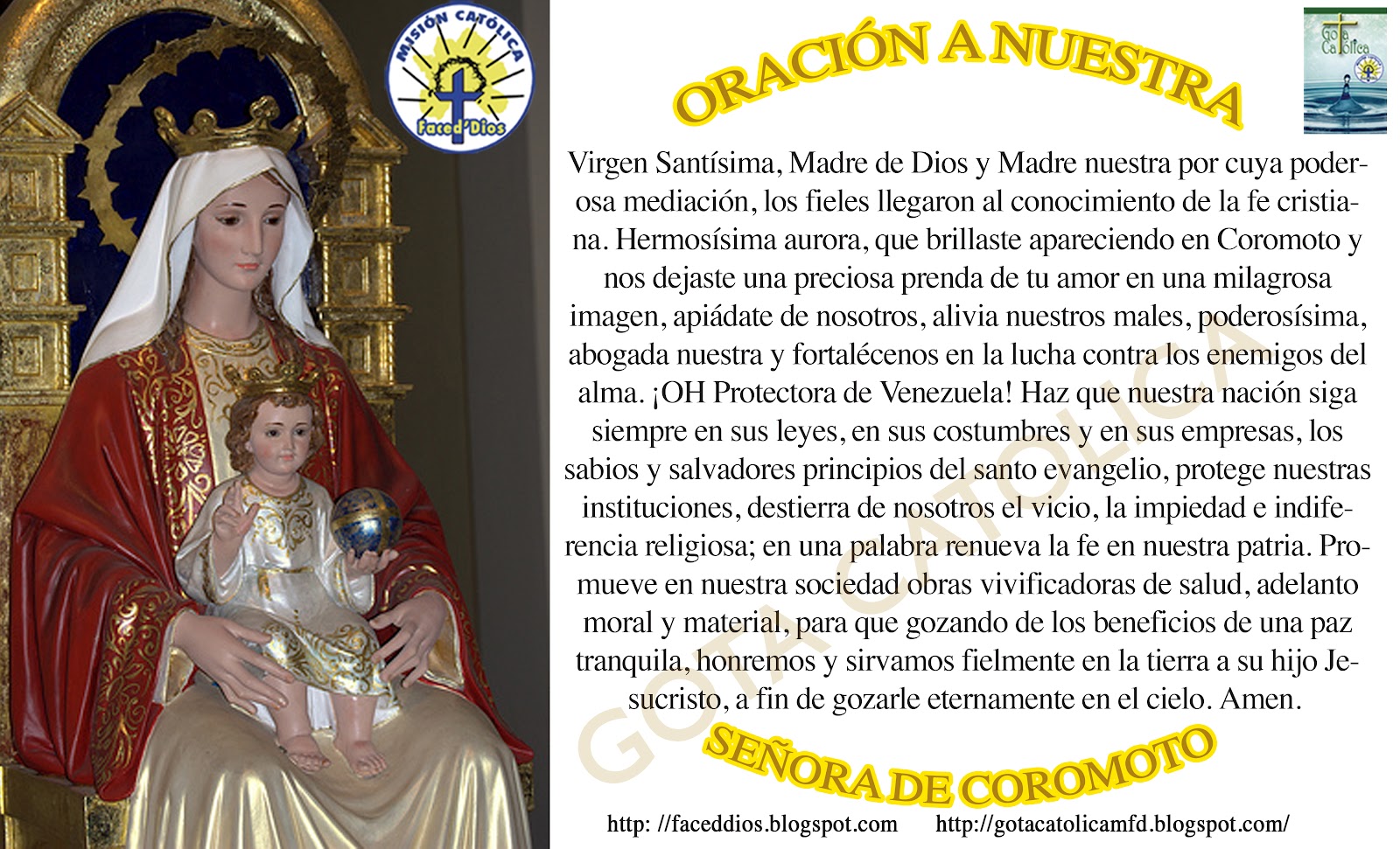 GOTA Católica-Gotas de Dios: Nuestra Señora de Coromoto