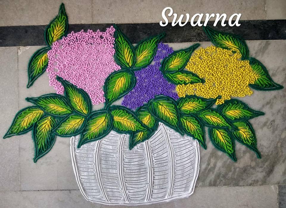TELUGU WEB WORLD: 17+ SWARNA'S FLORAL FLOWER BASKETS RANGOLI ART ...
