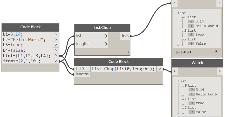 Dynamo Nodes to Code Block: List.Chop