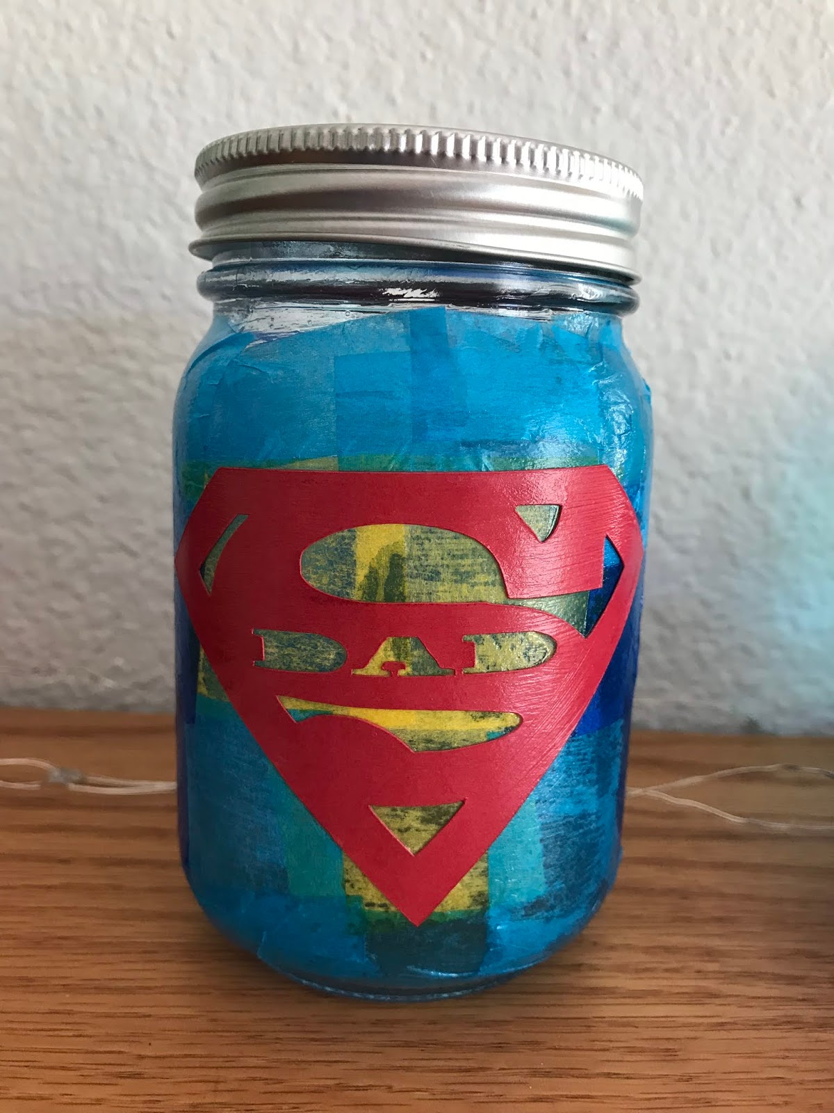 Kathy's Art Project Ideas: Super Dad Father's Day Mason Jar Bank