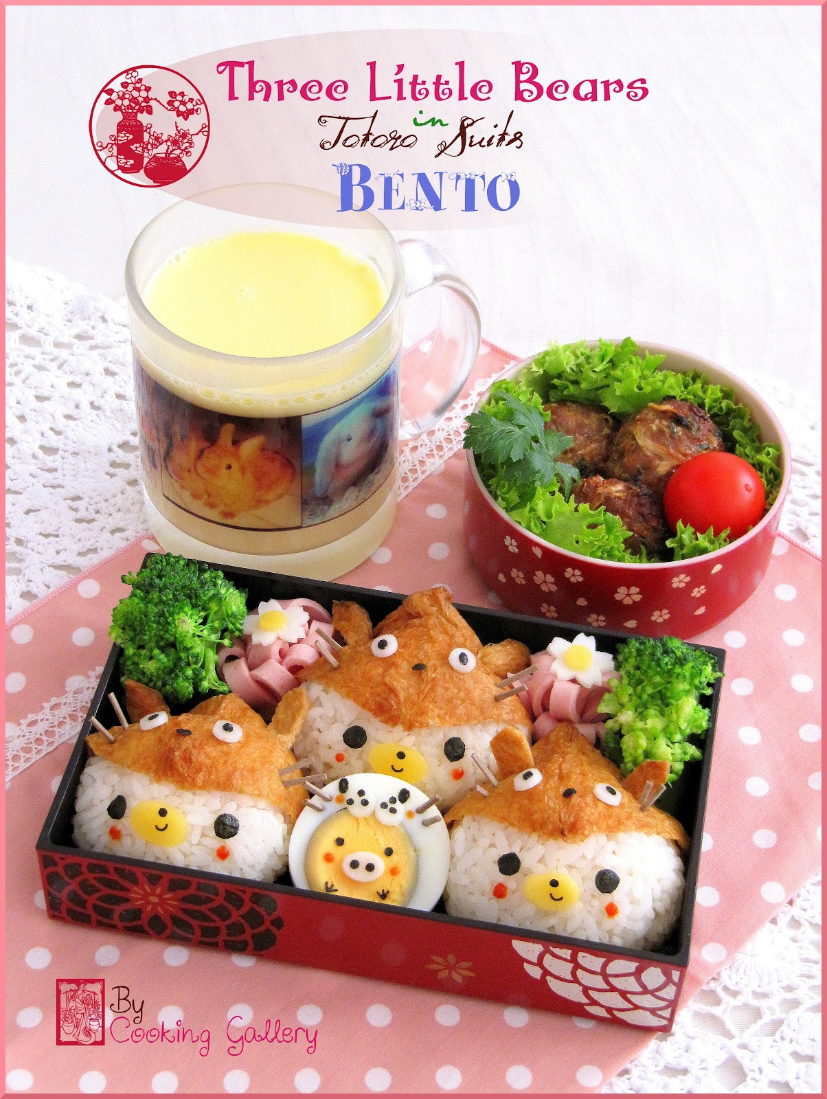 Three Little Bears in Totoro Suits Bento | Cooking Gallery