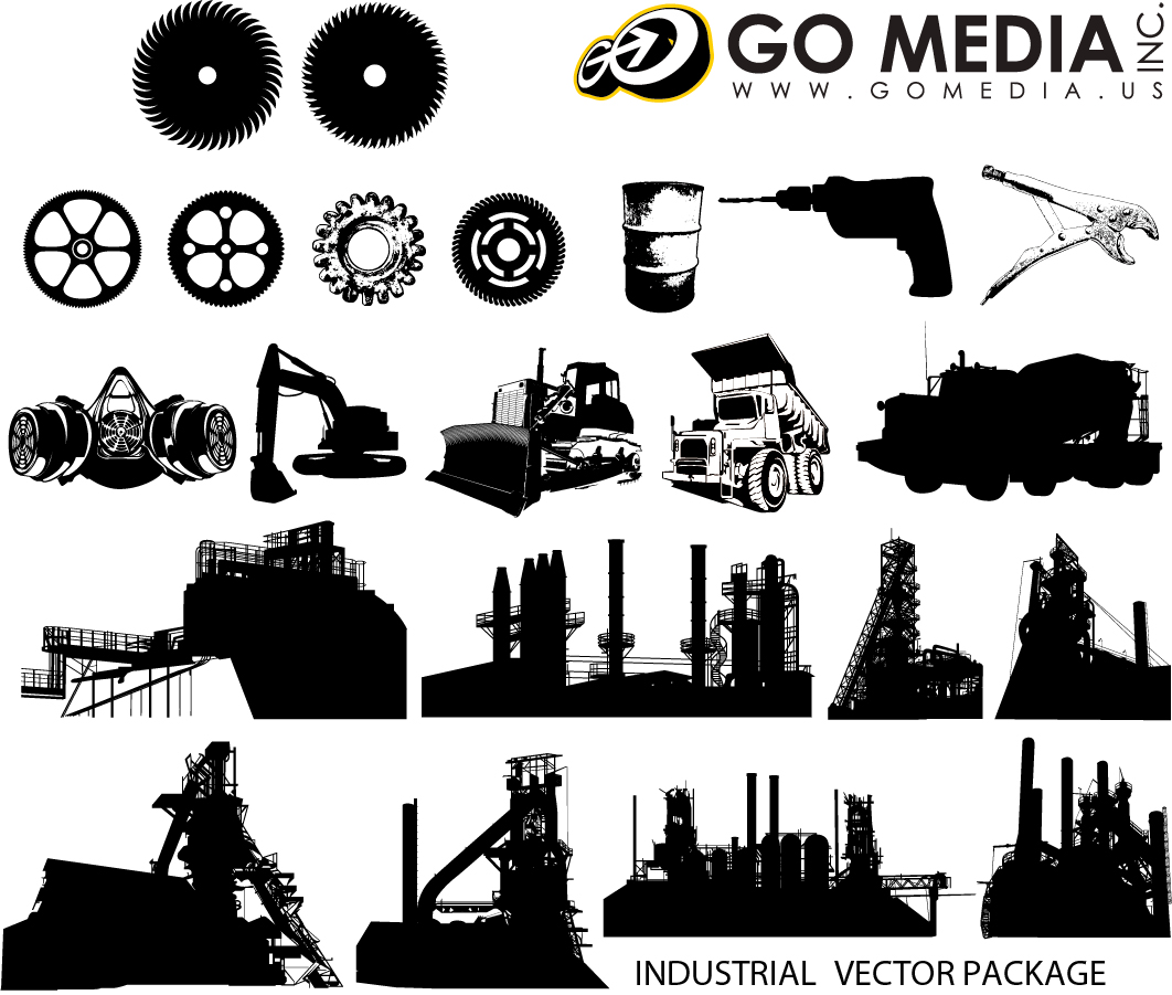 Bezierinfoベジェインフォ: 産業機械のシルエット Industrial Equipment Vector Graphics イラスト素材