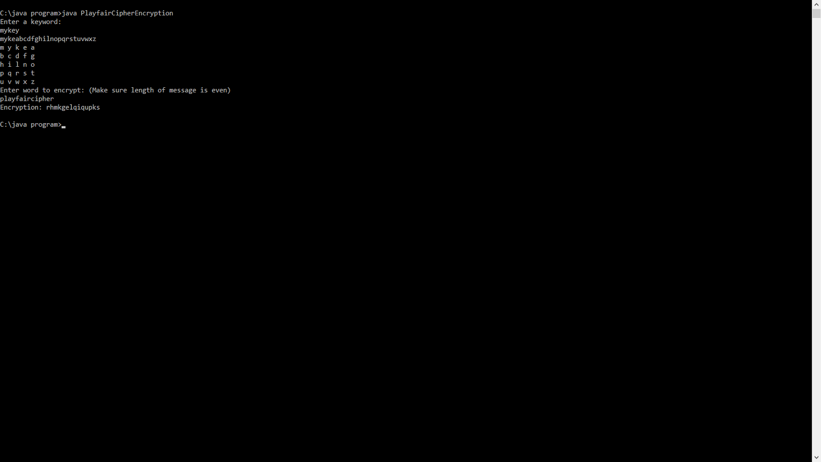 Gr Solution Playfair Cipher Implementation In Java