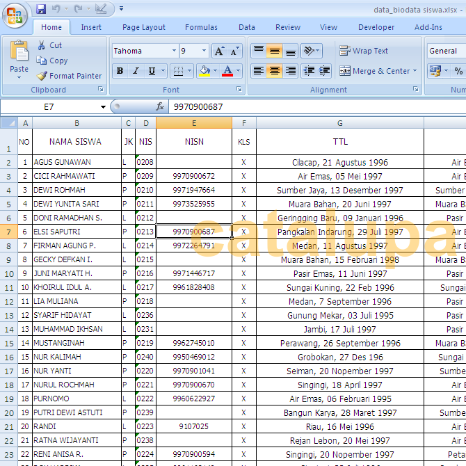 Membuat biodata siswa dengan Mail Merge ~ catalupa