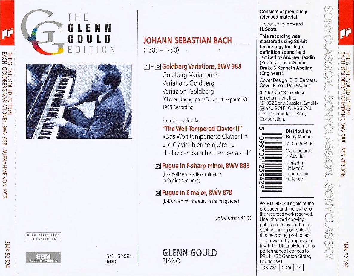 Sentidos: J. S. Bach. Variaciones Goldberg BWV 988. Fugas BWV 883 y 878. Glenn Gould. 1955. 1957.