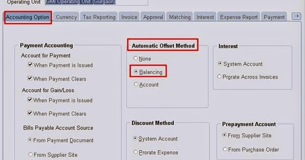 Oracle Applications: Oracle Payable Automatic Offset