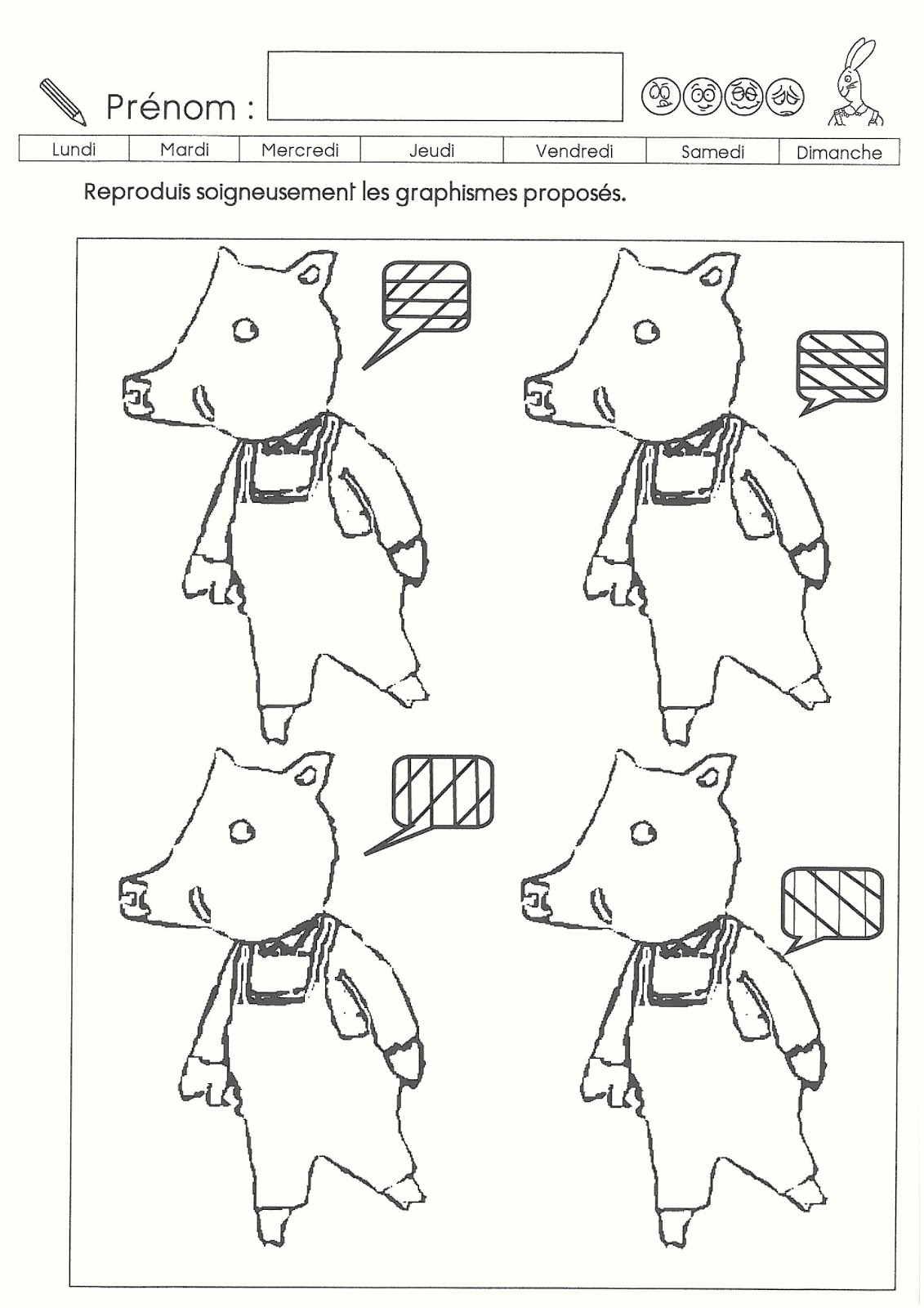 Maternelle: La rentrée de la maîtresse, exploitation, graphisme (2)