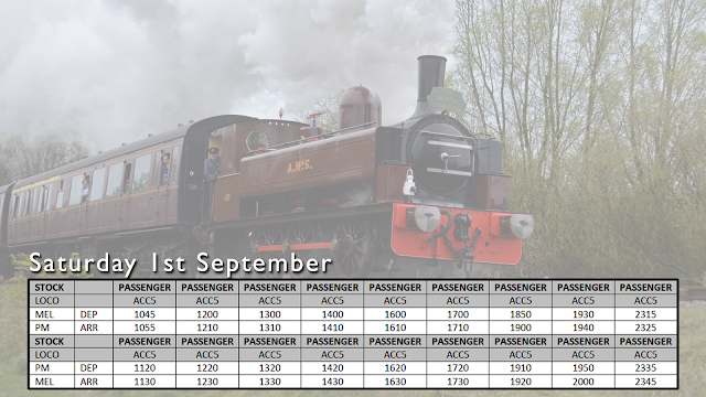 North Tyneside Steam Railway: ABR - Saturday Timetable