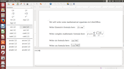 LibreOffice Writer Equation Editor Usage Examples