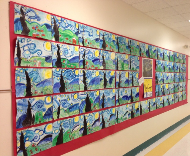 Apex Elementary Art: a very starry night...