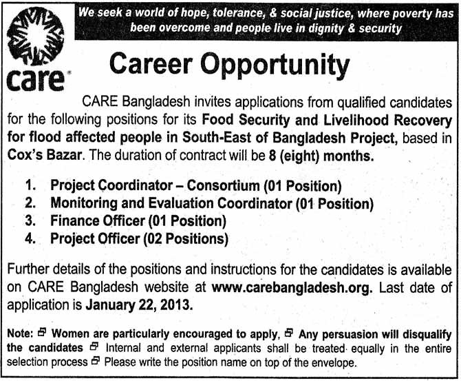 Jobs Barta: Care Bangladesh (NGO Jobs Bangladesh), Jobs Post: Project ...