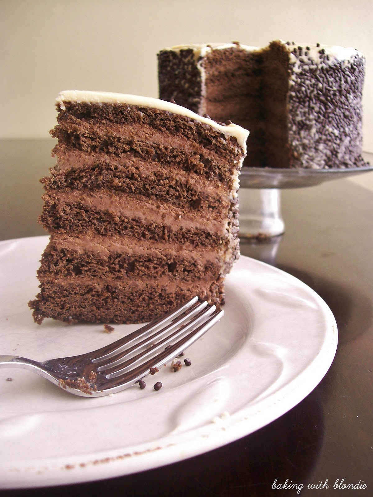 Chocolate Mousse Cake with Butterscotch Mousse Frosting and Chocolate ...