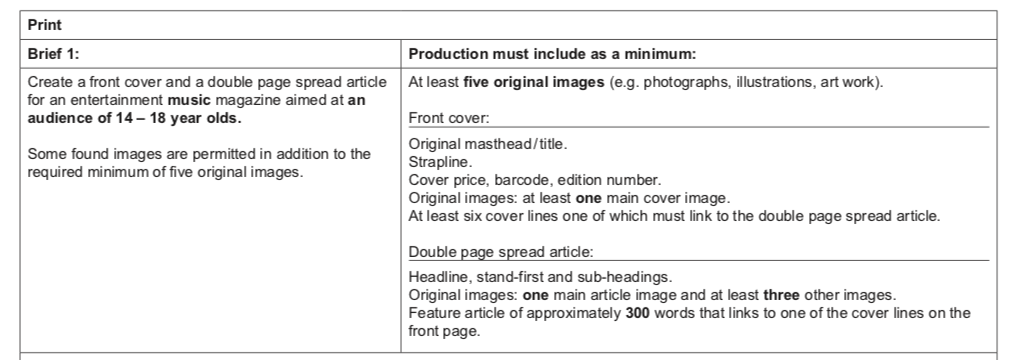 GCSE Media: Year 10: Creating Media: The Brief