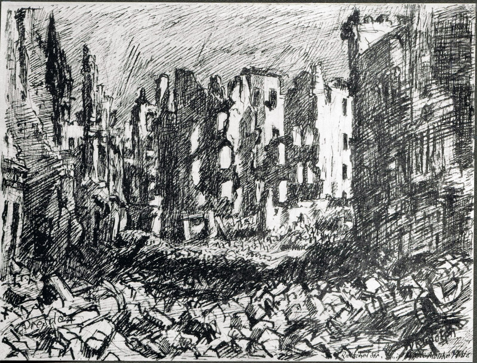 virtuelle Galerie Dresden: Wilhelm Rudolph, Der Tod von Dresden, 1945 ...