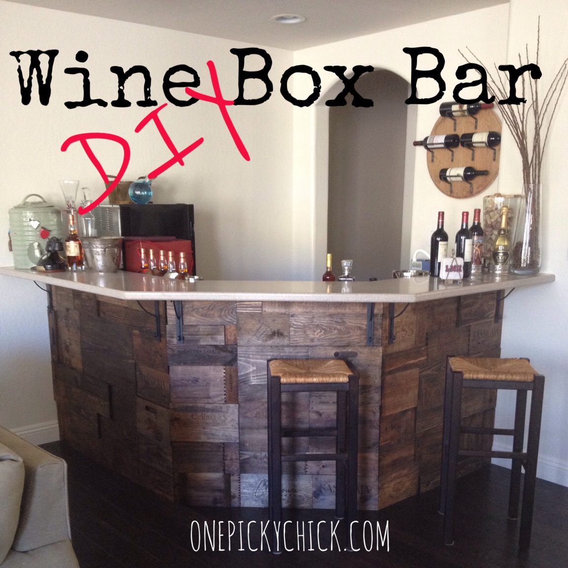 DIY Wine Box Bar Front | One Picky Chick