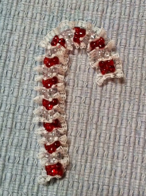 Ms. Nancy's Nook : Beads and Lace Candy Cane Ornament