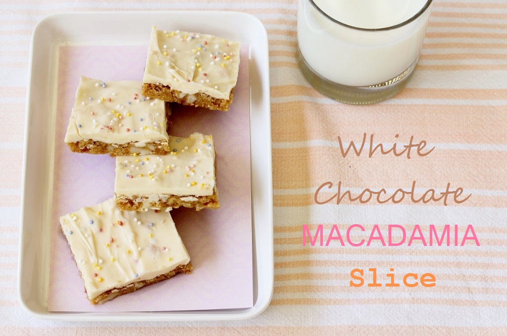 White Chocolate Macadamia Slice | Beela Bakes