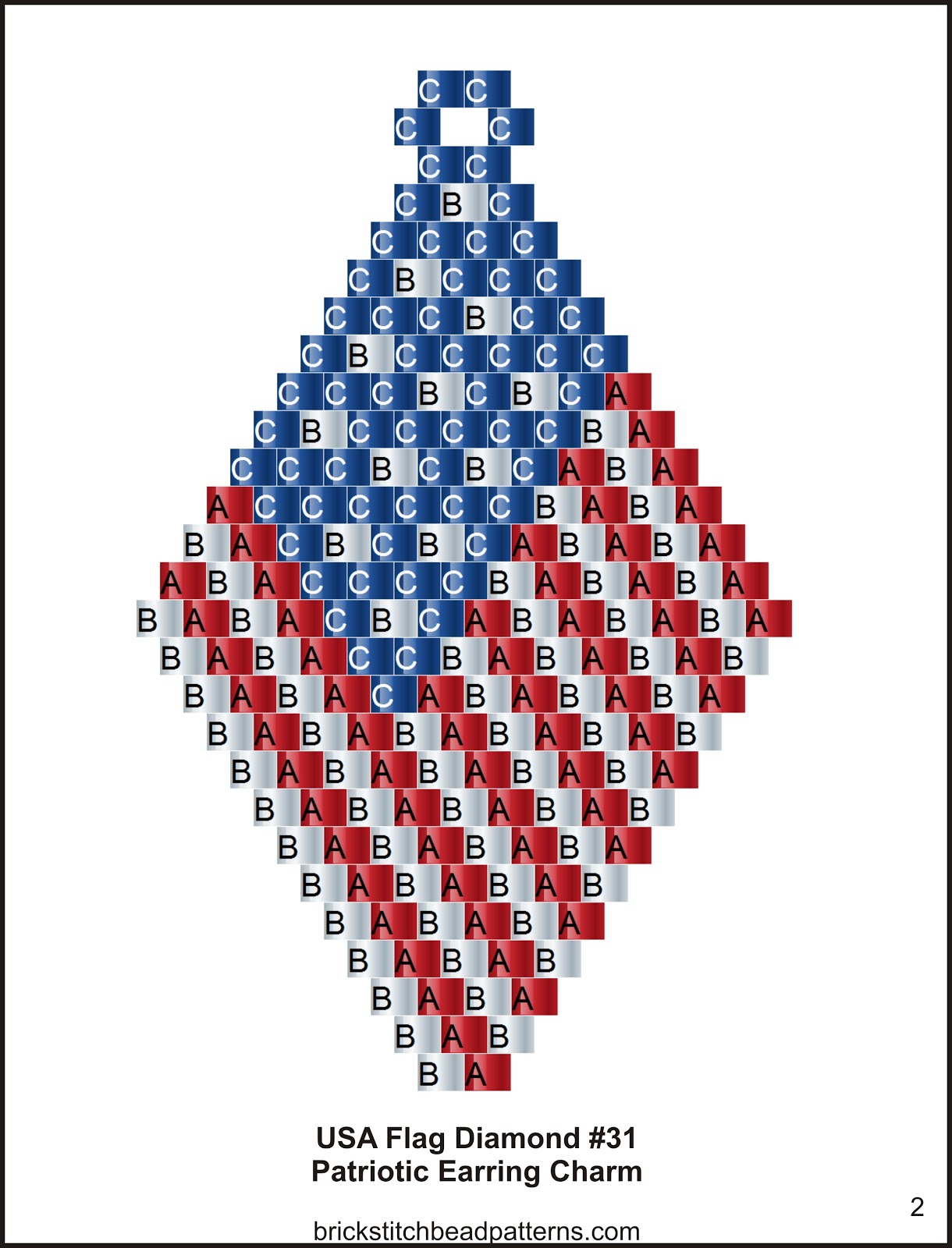 Brick Stitch Bead Patterns Journal: USA Flag Diamond #3 Brick Stitch ...