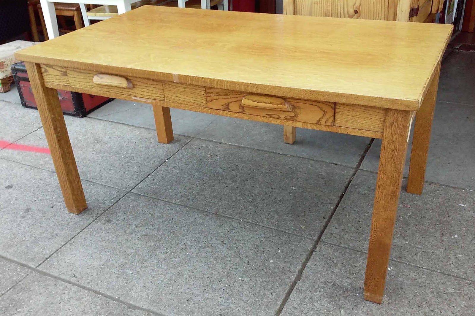 UHURU FURNITURE & COLLECTIBLES: SOLD Vintage Tiger Oak Library Table - $120