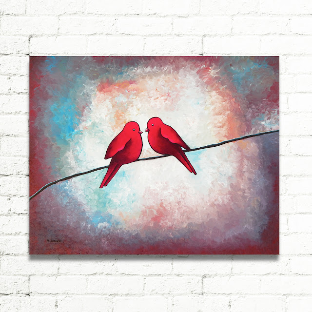 Romantic Love Birds and Bold, Happy Colors