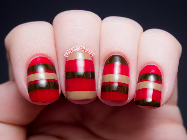 Chocolate Cherry Stripes - Zoya Cashmere Nail Art | Chalkboard Nails ...