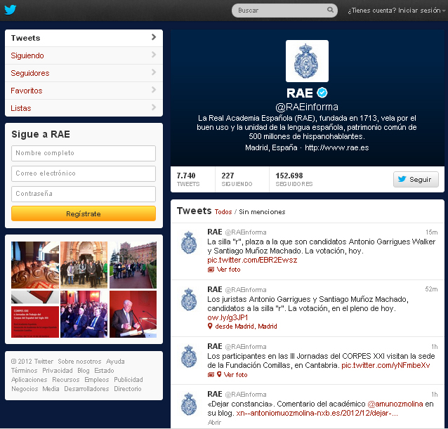 Vademécum: La RAE en Twitter