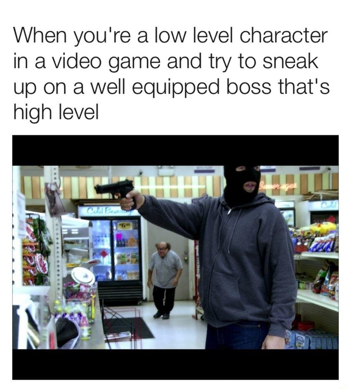 When you're a low level character in a video game and try to sneak up ...