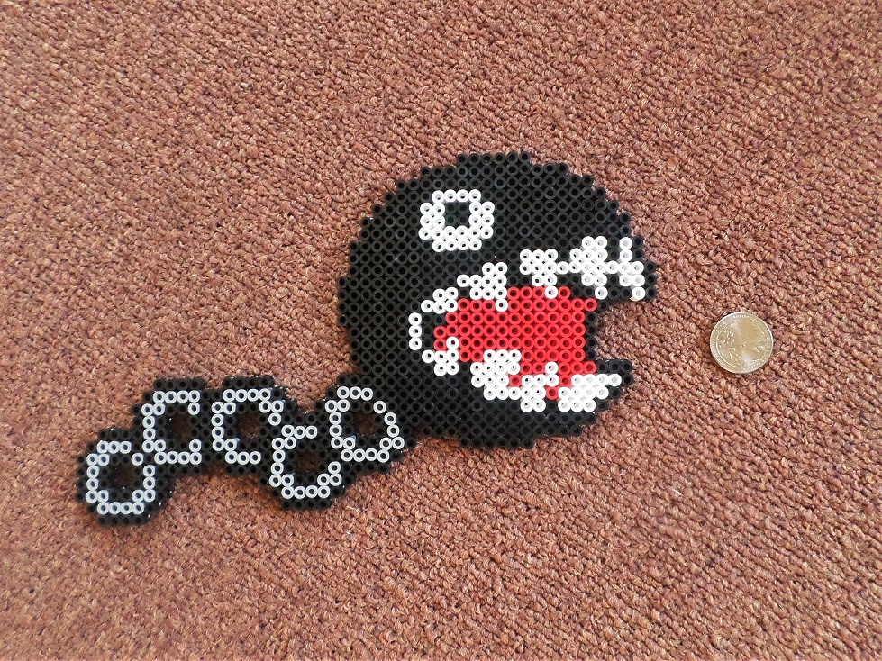 Long Black Fingers : Mario Bros. Chain Chomp Perler