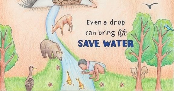 Save Water Poster for School {Class 7,8,12} Images Sketch - Slogan on ...