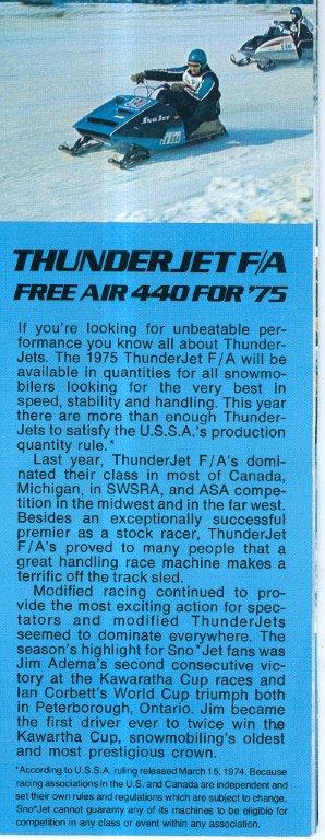 CLASSIC SNOWMOBILES OF THE PAST: 1975 SNO-JET 440 FA THUNDER JET SNOWMOBILE