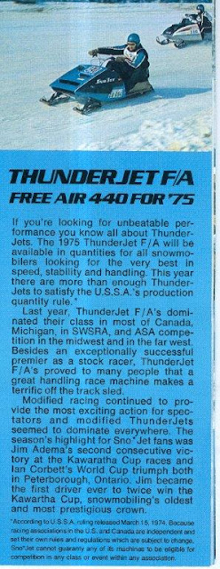 CLASSIC SNOWMOBILES OF THE PAST: 1975 SNO-JET 440 FA THUNDER JET SNOWMOBILE