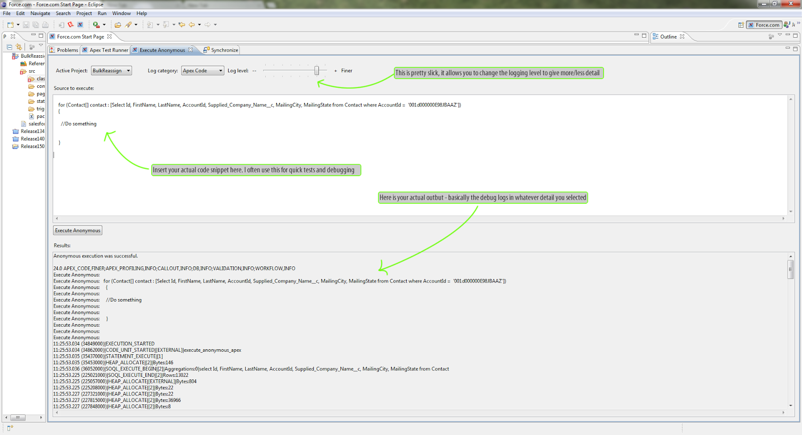 Executing Anonymous Apex Inside Eclipse Hyderabad Offices