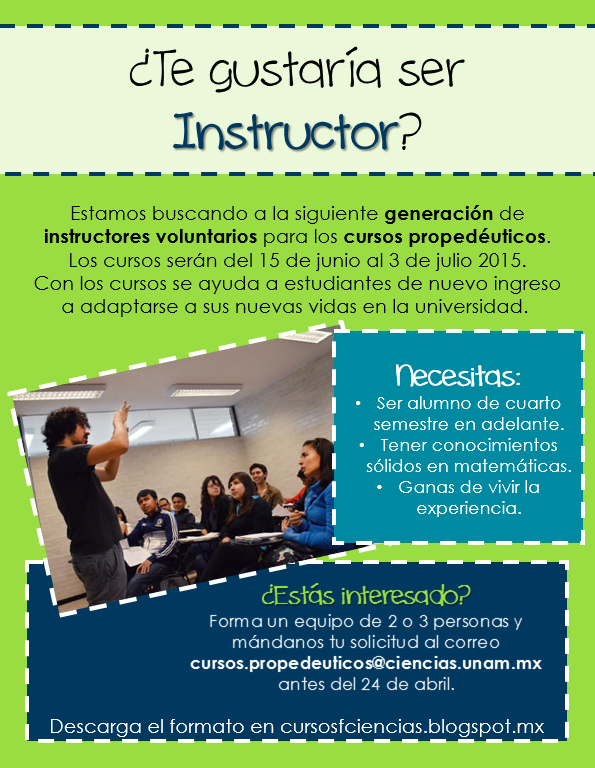Cursos Facultad de Ciencias.: ¿Quieres ser instructor?