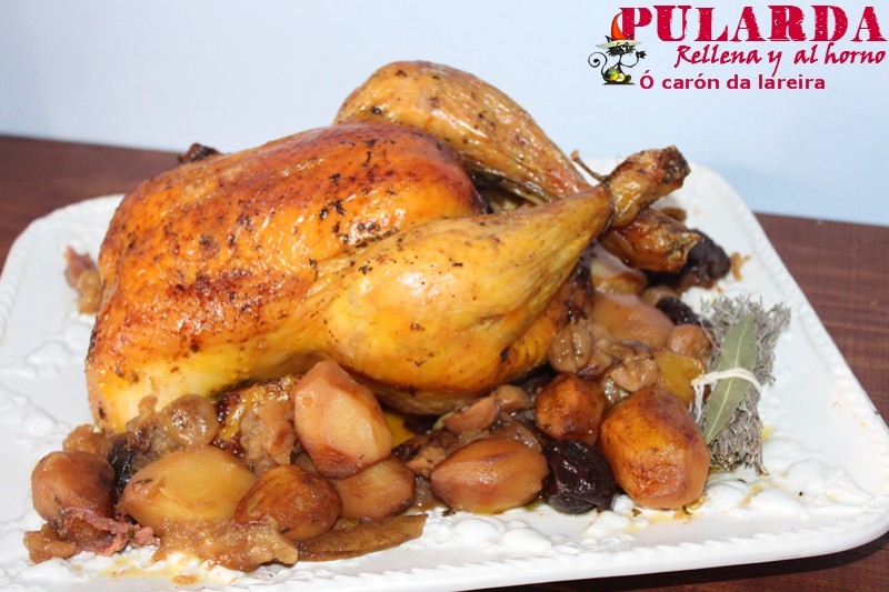 Pularda rellena y al horno
