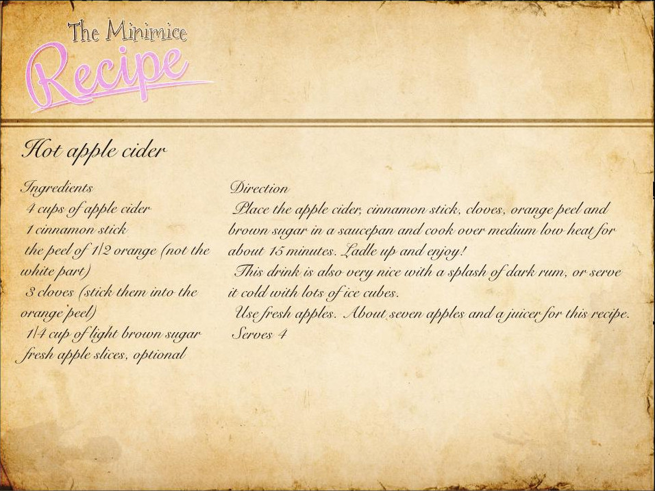 The Minimice: Recipe Card - Hot apple cider